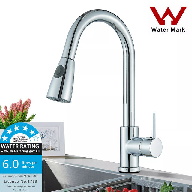Chrome WELS Kitchen Mixer Tap 360° Pull Out 2-Mode Spray Laundry Sink ...