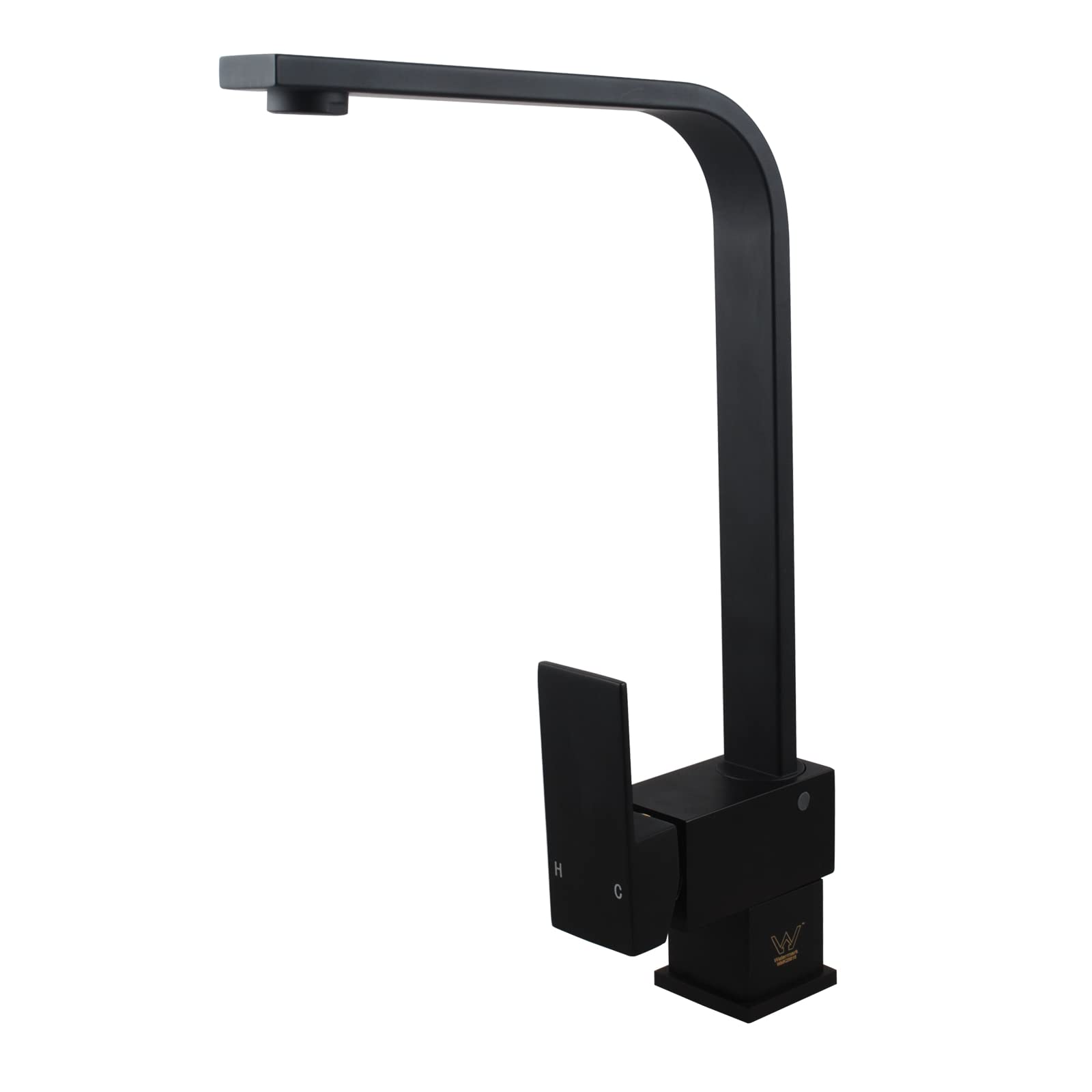 Square Black Kitchen Tap 360° Swivel Spout Hot and Cold Switch Kitchen